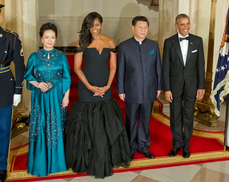 First Lady Michelle Obama Stuns In Vera Wang At State Dinner, Shuts ...